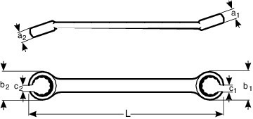Bahco 1949M-22-24 22mm & 24mm Flare-Nut Double Open Ended Bi-Hex Wrench ...