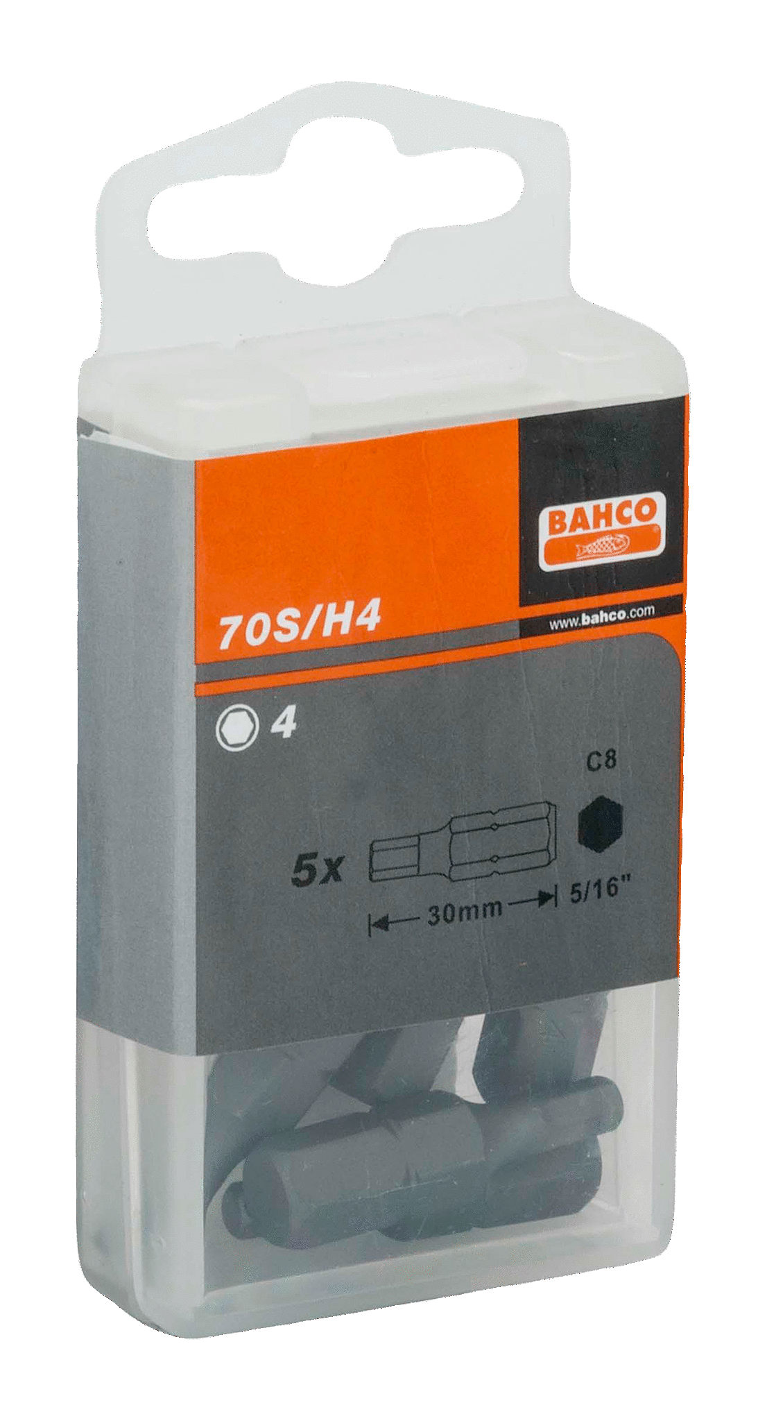 Bahco 70S/H8 8mm x 5/16" Hex Screwdriver Bit - Pack of Five | Heamar